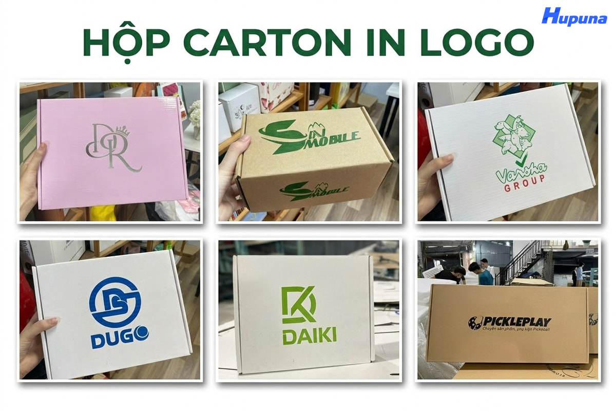 Dịch vụ sản xuất hộp carton in logo theo yêu cầu, giá tốt